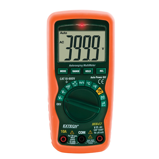 Extech MN47 Autoranging Multimeter w Voltage Detector from Cole-Parmer Extech MN47 Autoranging Multimeter w Voltage Detector from Cole-Parmer